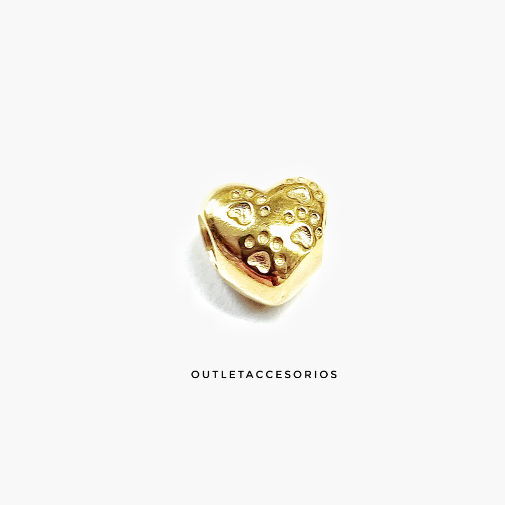 Charms Corazon Huellas Dorado